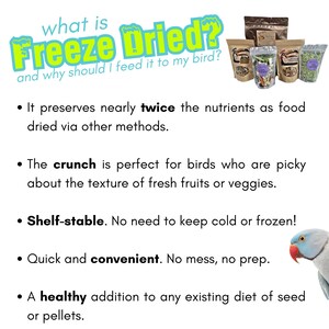 Freeze Dried Parrot Food – Veggie Chop, Small Bites (2 Cup) - Etsy