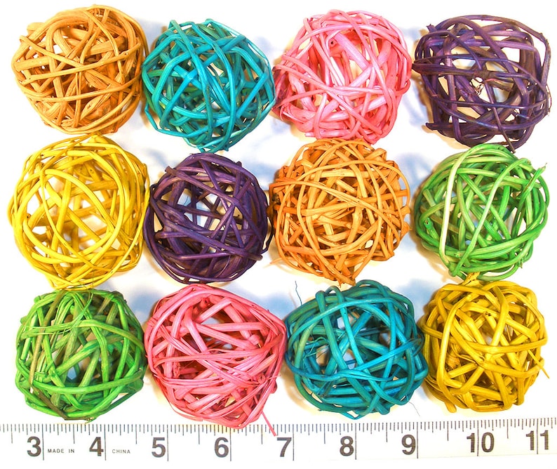 10 Colored 2 Vine/wicker/twig Balls Crafting Parrot - Etsy