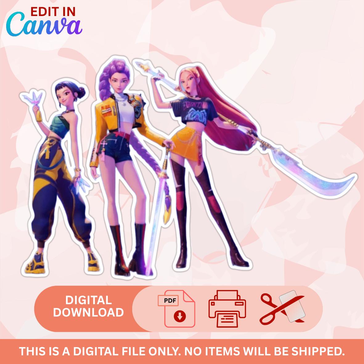 Kpop Demon Hunter Cake Topper| Editable| - Etsy