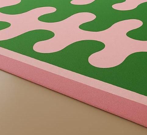 Pink and Green Abstract Wool Rug, Handmade Geometric Carpet - Etsy
