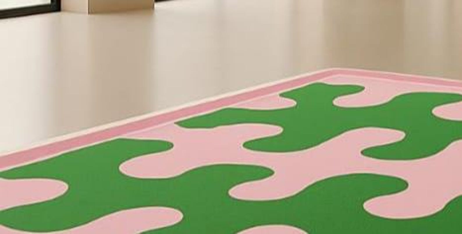 Pink and Green Abstract Wool Rug, Handmade Geometric Carpet - Etsy