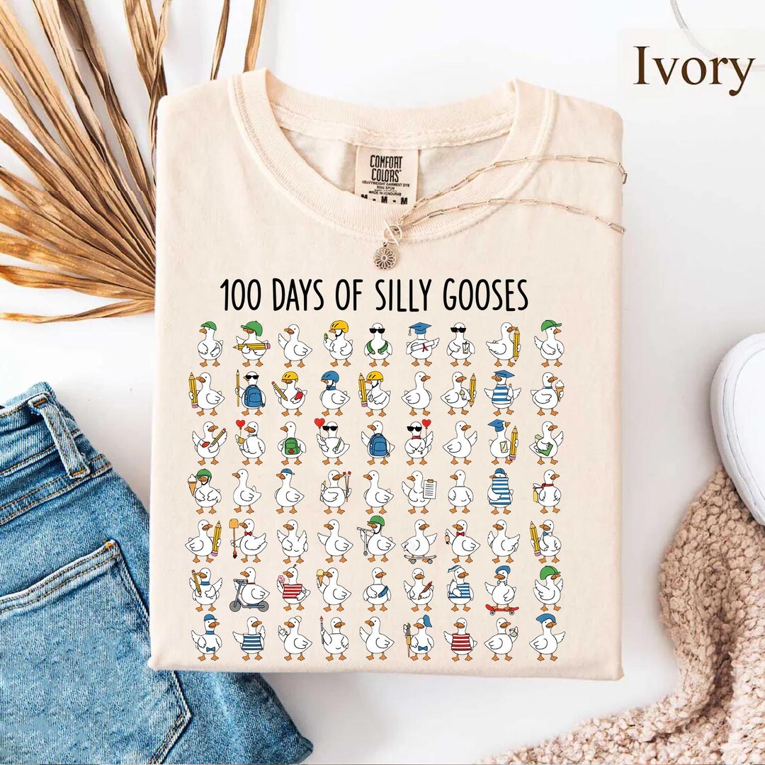 Comfort Colors® 100 Days of Silly Gooses Shirt, Funny Teacher Tshirt ...