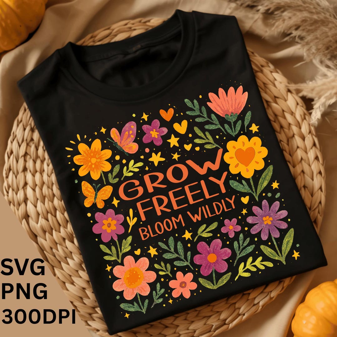 Grow Freely Boho Floral Png, Grow Freely Bloom Wildly SVG ...