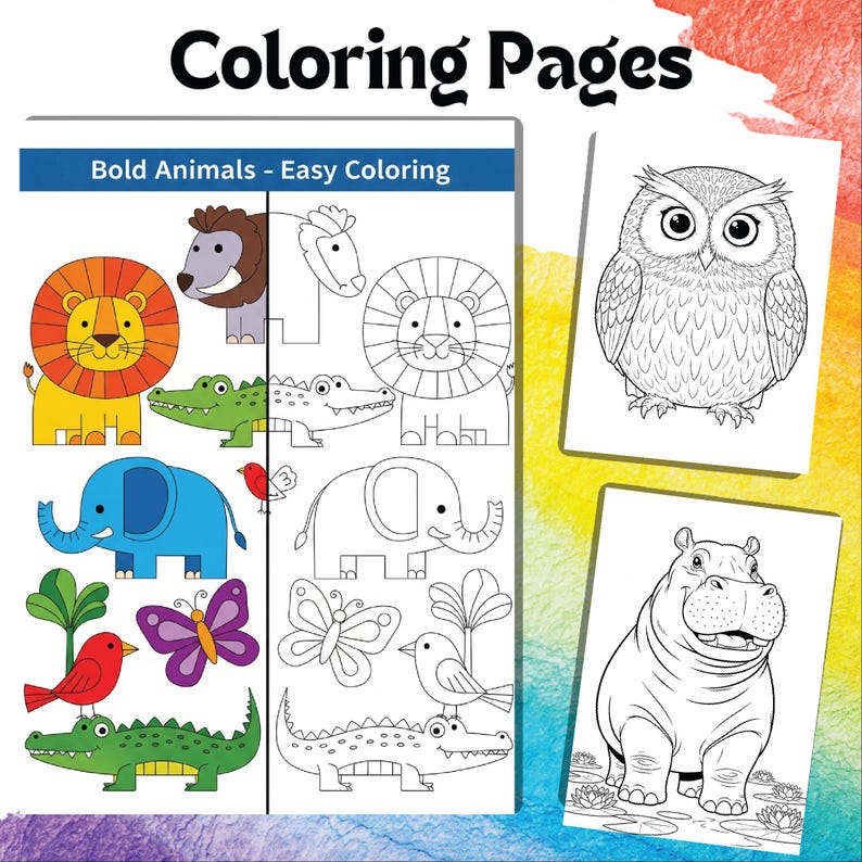 Bold Animal Coloring Pages Printable – Easy Thick Line Animal Coloring ...