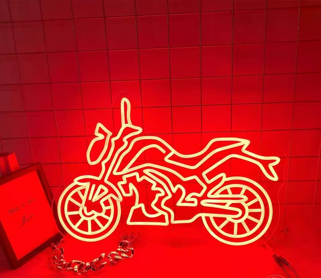 Custom Motorcycle Neon Sign, Personalized LED Wall Art for Any Bike ...