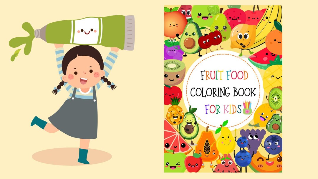 Printable Kids Coloring Book – Cute Fruit & Veggie Characters – 30 Fun ...