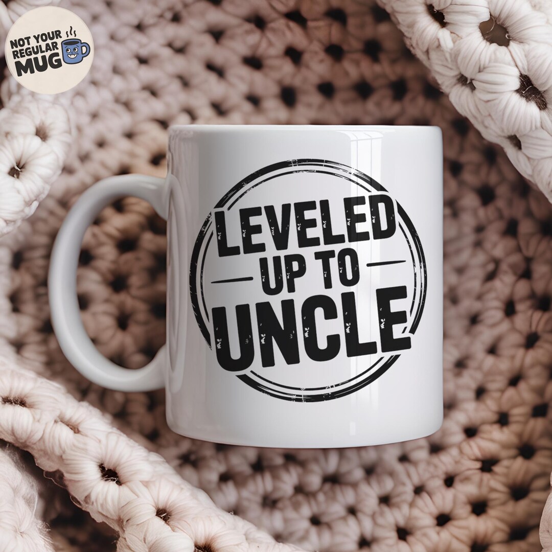 Leveled up to Uncle Mug, Funny New Uncle Gift, Pregnancy Reveal Mug for ...
