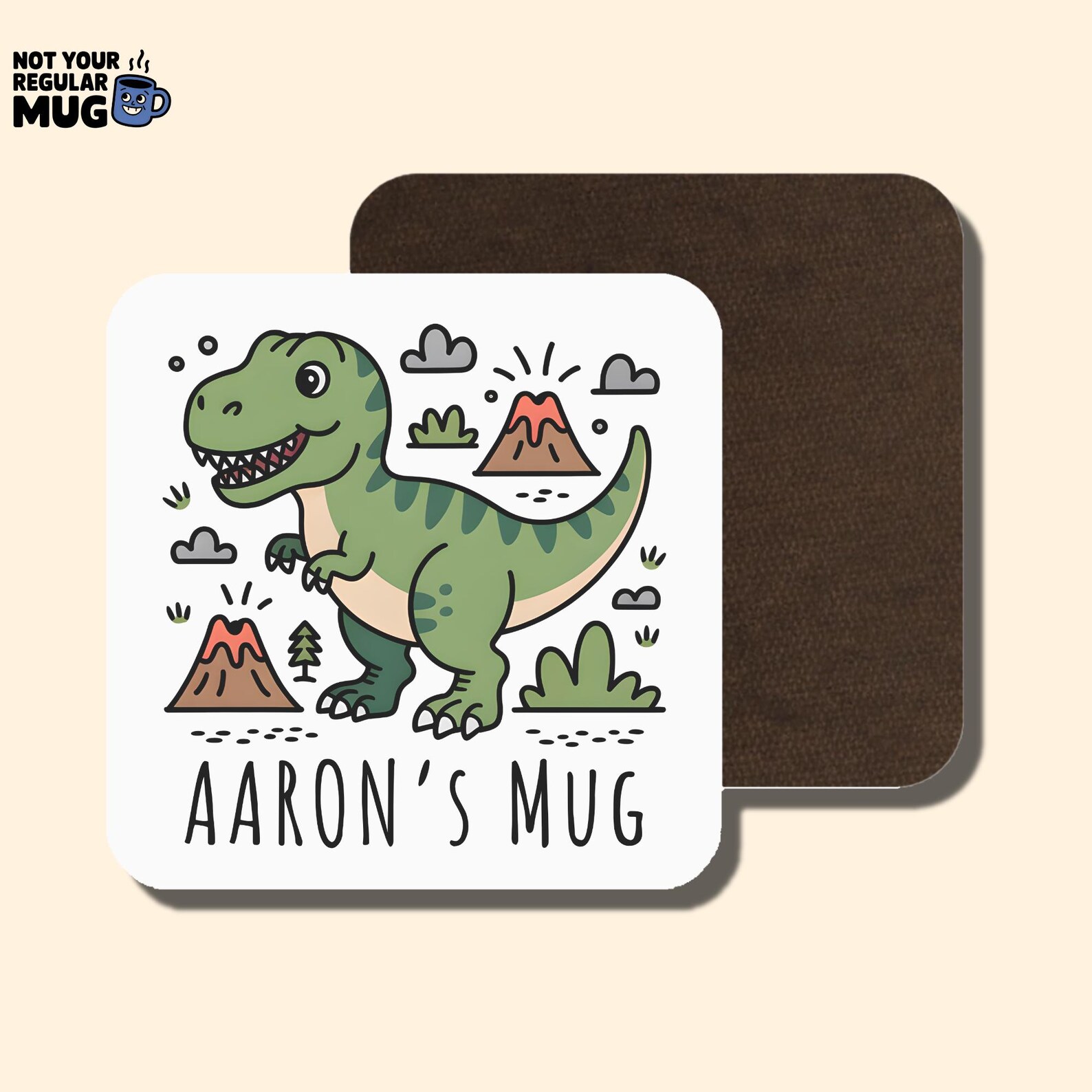 Custom T-rex Mug, Dinosaur Mug for Boys, Personalised Kids Mug With ...