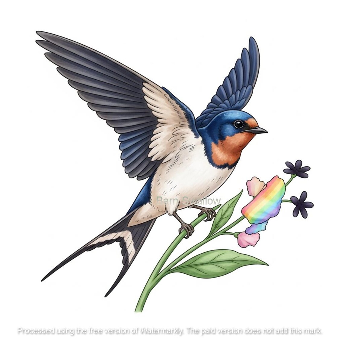 Barn Swallow Clipart PNG | Flying Bird Illustration | Rustic Wildlife ...