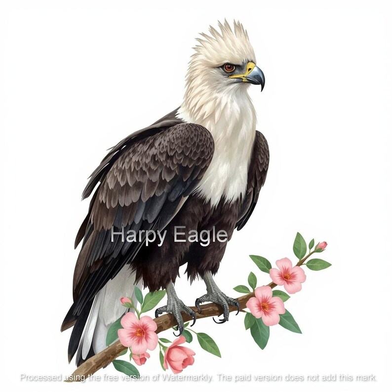 Harpy Eagle Clipart PNG | Majestic Raptor Illustration (digital ...