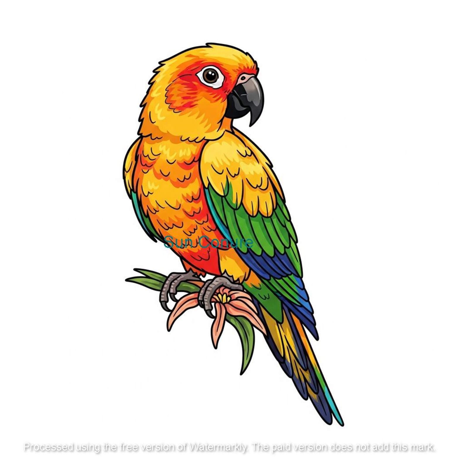 Sun Conure Clipart PNG | Tropical Parrot Digital Download |yellow ...