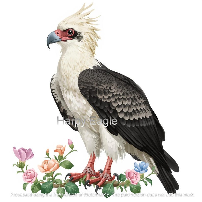 Harpy Eagle Clipart PNG | Majestic Raptor Illustration (digital ...