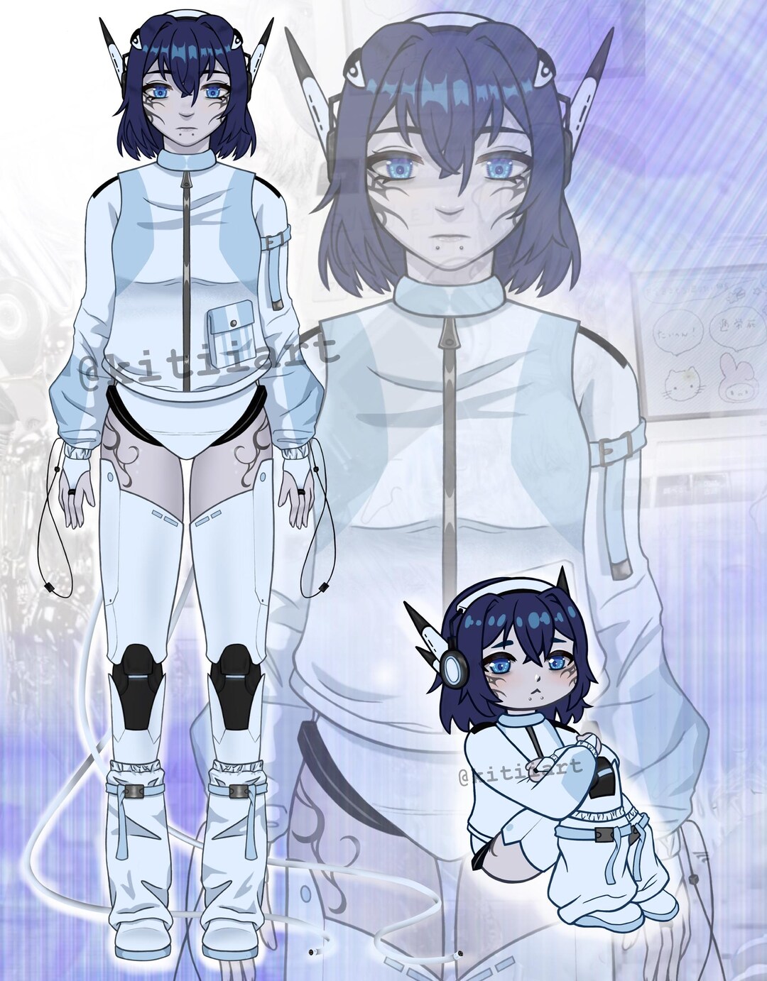 Cyberpunk Girl Adoptable: Vtuber Art Asset (PNG Files) - Etsy