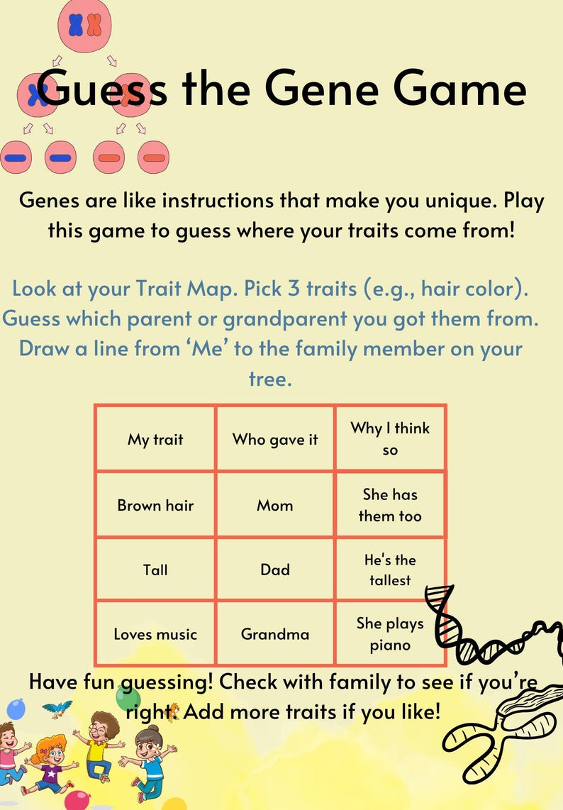 Family Genetics Adventure: Mapping Your Heritage - Printable for Kids ...