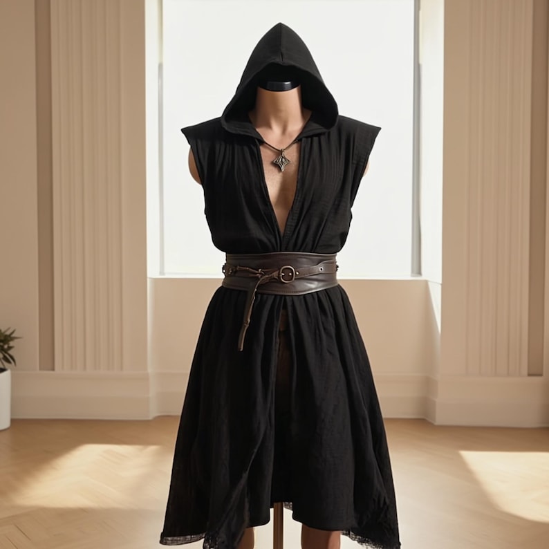 Medieval Hooded Surcoat for Men, Long Cloak Robe for Viking Costume ...