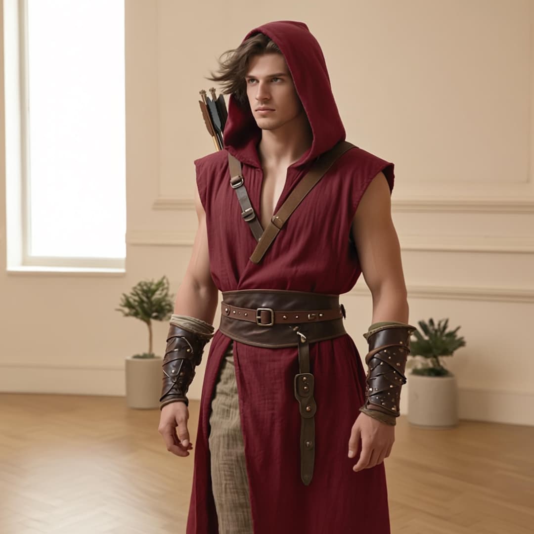 Medieval Hooded Surcoat for Men, Long Cloak Robe for Viking Costume ...