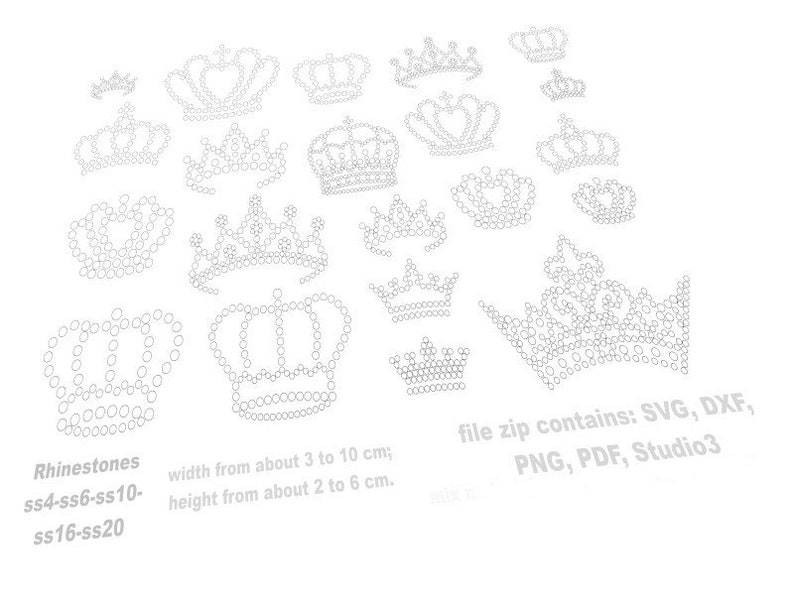 Small Crowns. Pattern to Make Rhinestones Hotfix Motif, Rhinestones ...