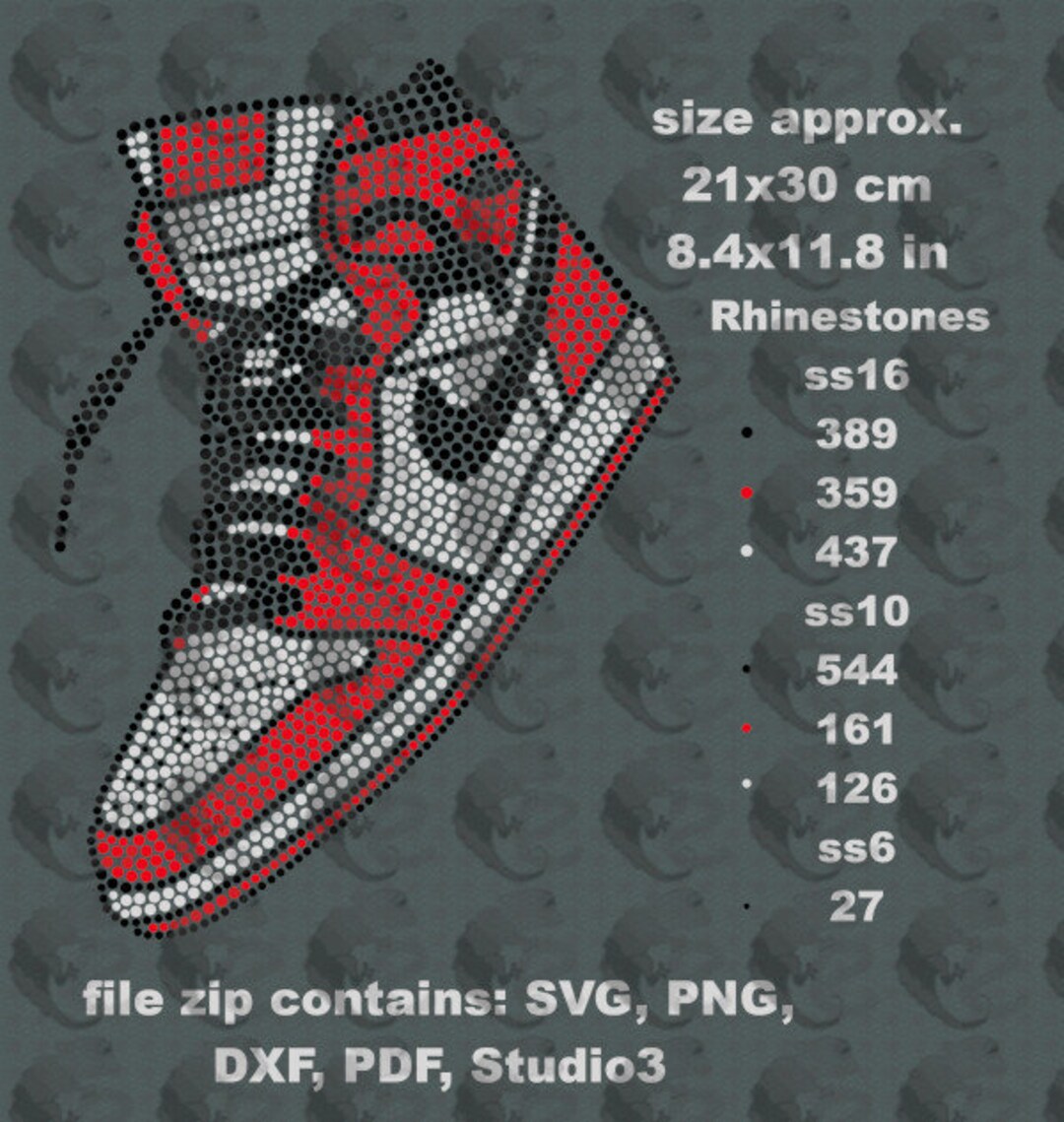 Sneaker. Pattern to Make Rhinestones Hotfix Iron on Motif, Rhinestone ...