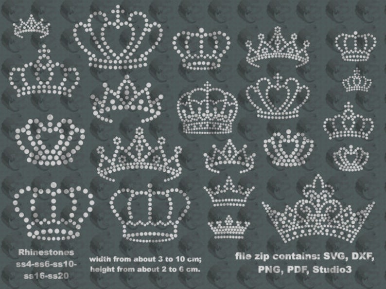 Small Crowns. Pattern to Make Rhinestones Hotfix Motif, Rhinestones ...