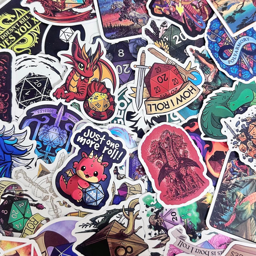 50pcs DND RPG Stickers, Dragon Stickers, Fantasy Dice Stickers ...