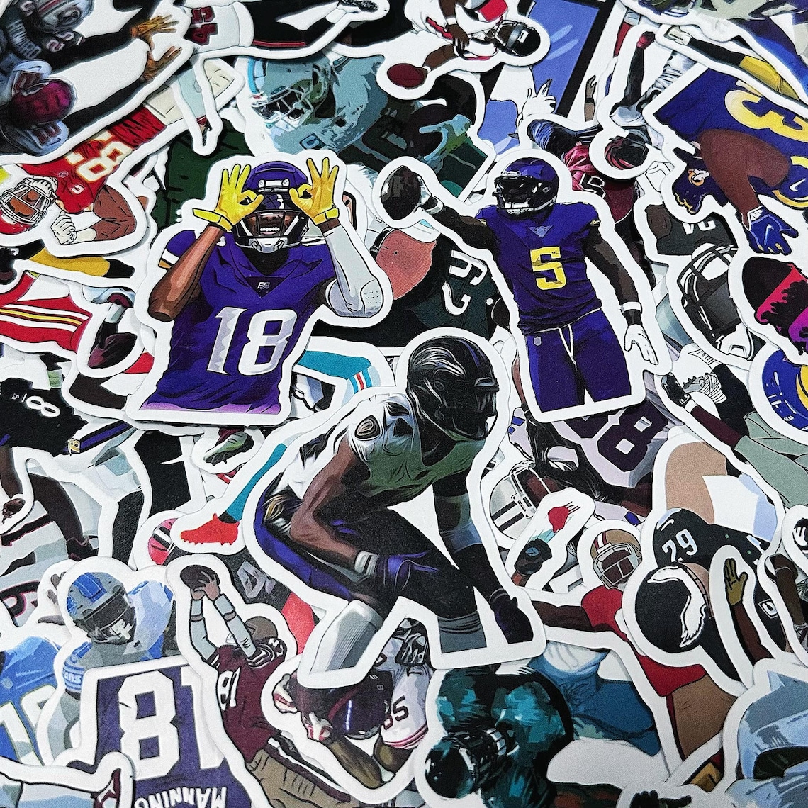 50pcs Football Stickers, NFL Player Stickers, Sports Athlete Stickers ...