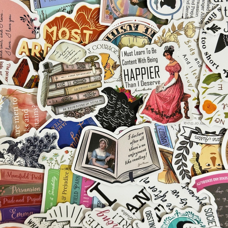50pcs Jane Austen Stickers, Pride and Prejudice Stickers, Literature ...