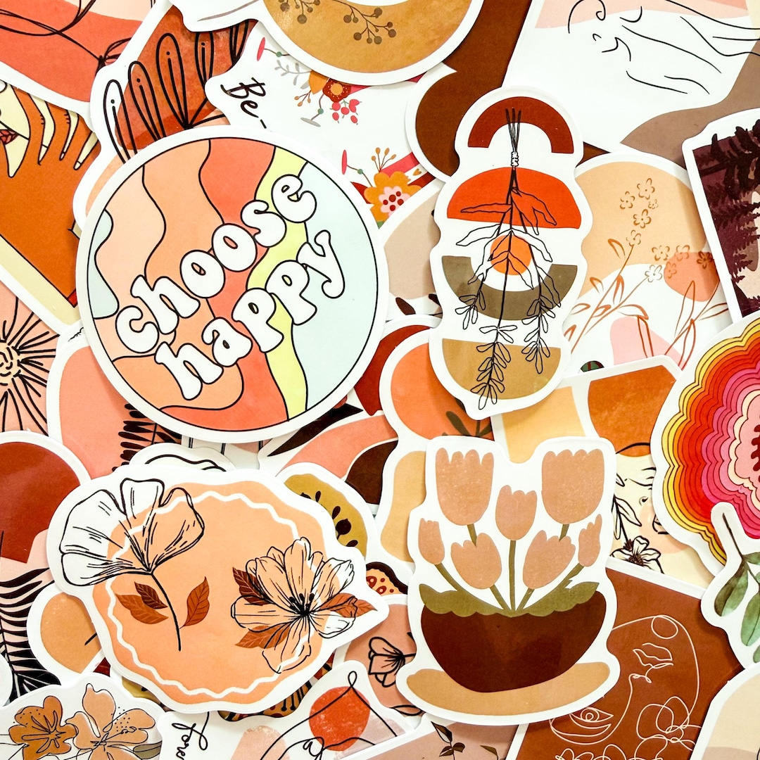 50pcs Boho Stickers, Abstract Art Stickers, Positive Quote Stickers ...