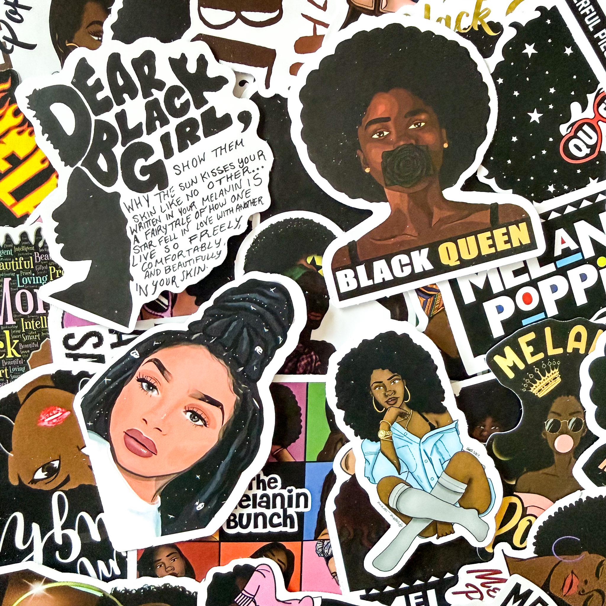 50pcs Melanin Stickers, Black Girl Magic Stickers, Afro Woman Stickers ...