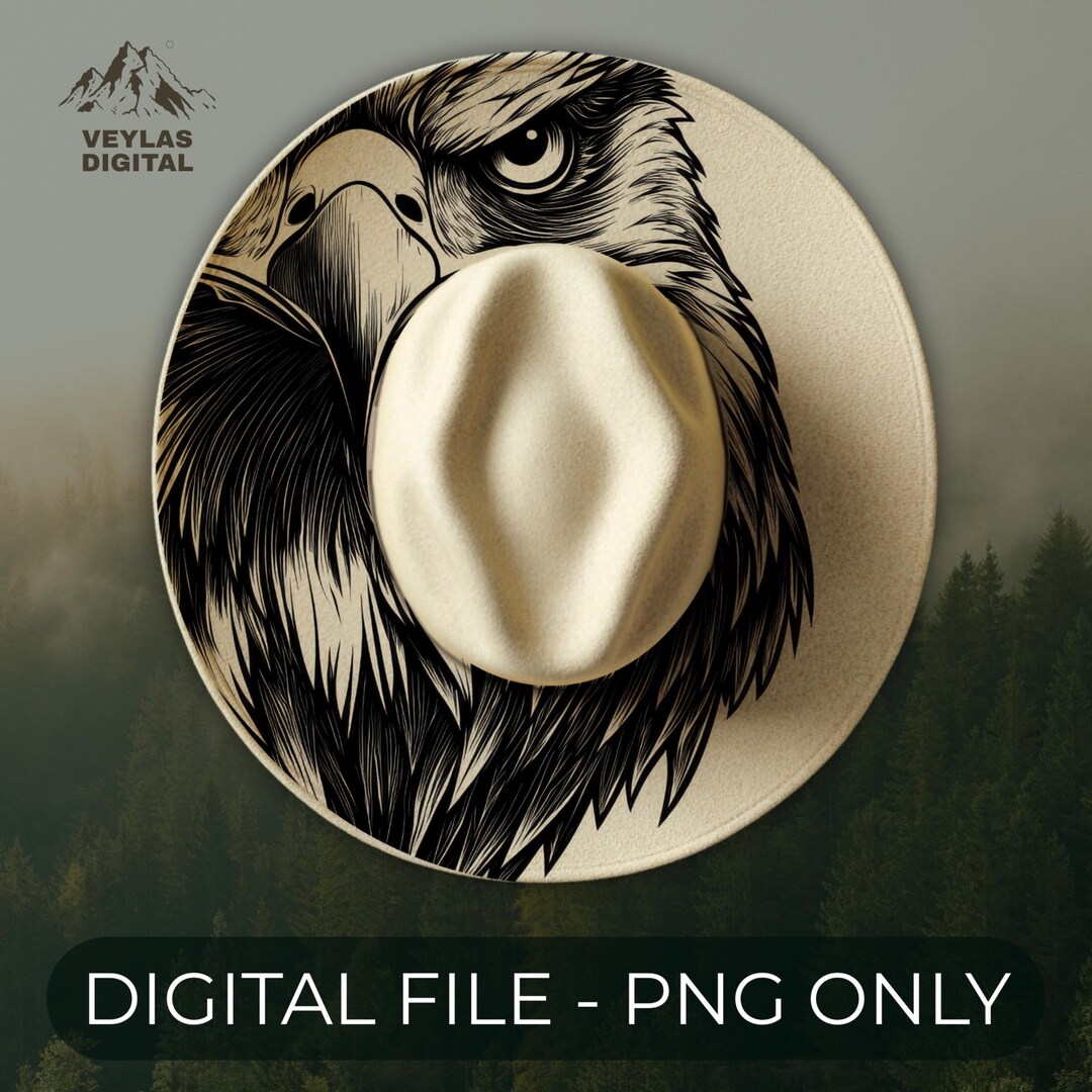 Bald Eagle Pyrography Hat Design: Wide Brim Template PNG+PDF ...