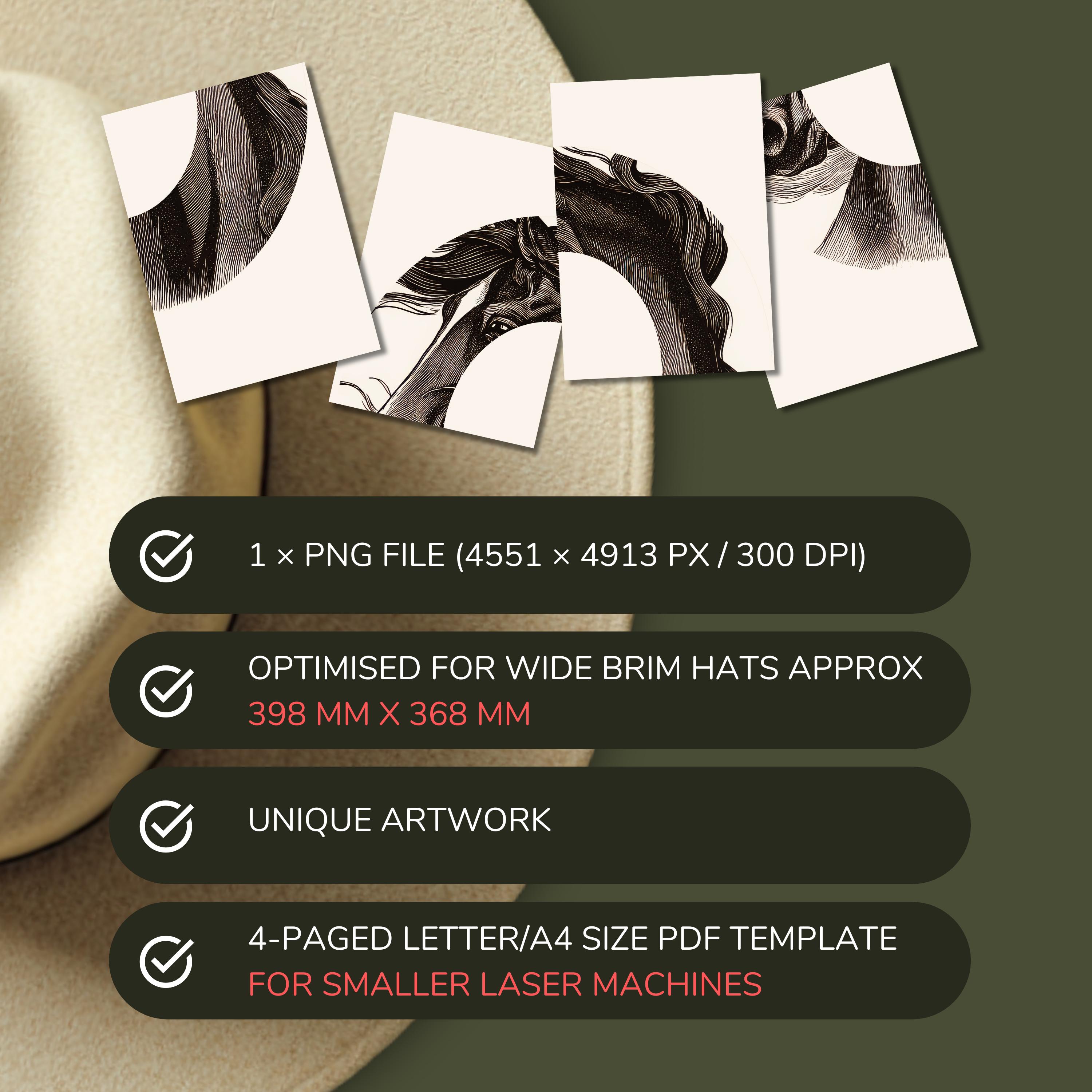 Boho Flowers & Feather Hat Pyrography Design: Laser Engraving Template ...