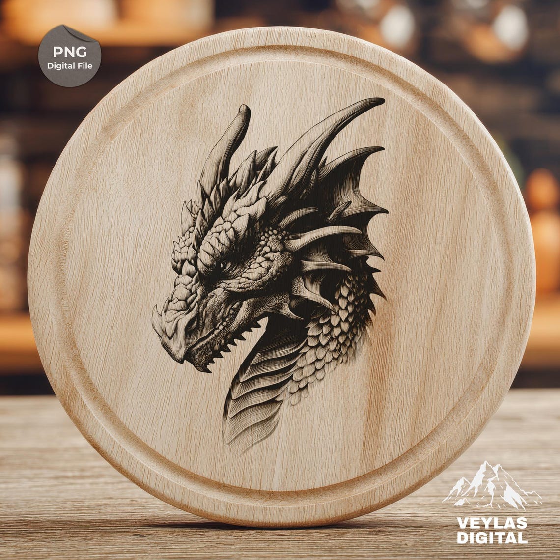 Dragon Engraving PNG | DND Laser Engraving File | CNC & Glowforge Wood ...