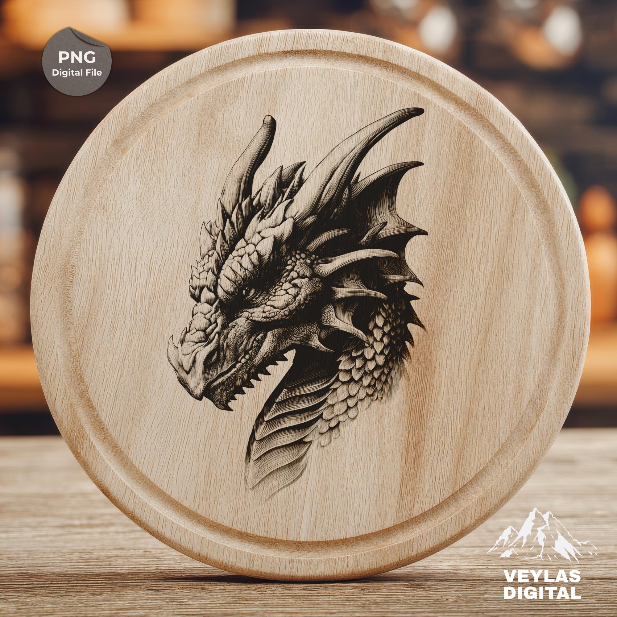 Dragon Engraving PNG | DND Laser Engraving File | CNC & Glowforge Wood ...