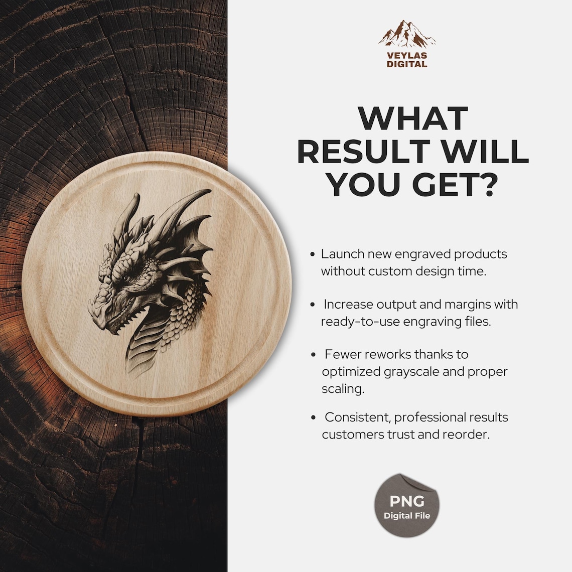 Dragon Engraving PNG | DND Laser Engraving File | CNC & Glowforge Wood ...