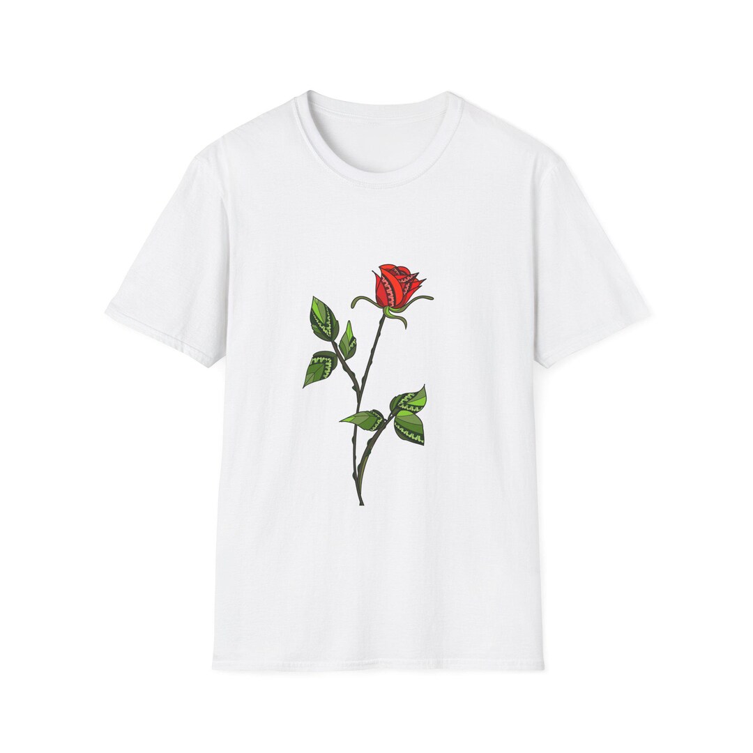 Hand-drawn Red Rose Printed T-shirt | Soft Ring-spun Cotton Tee - Etsy