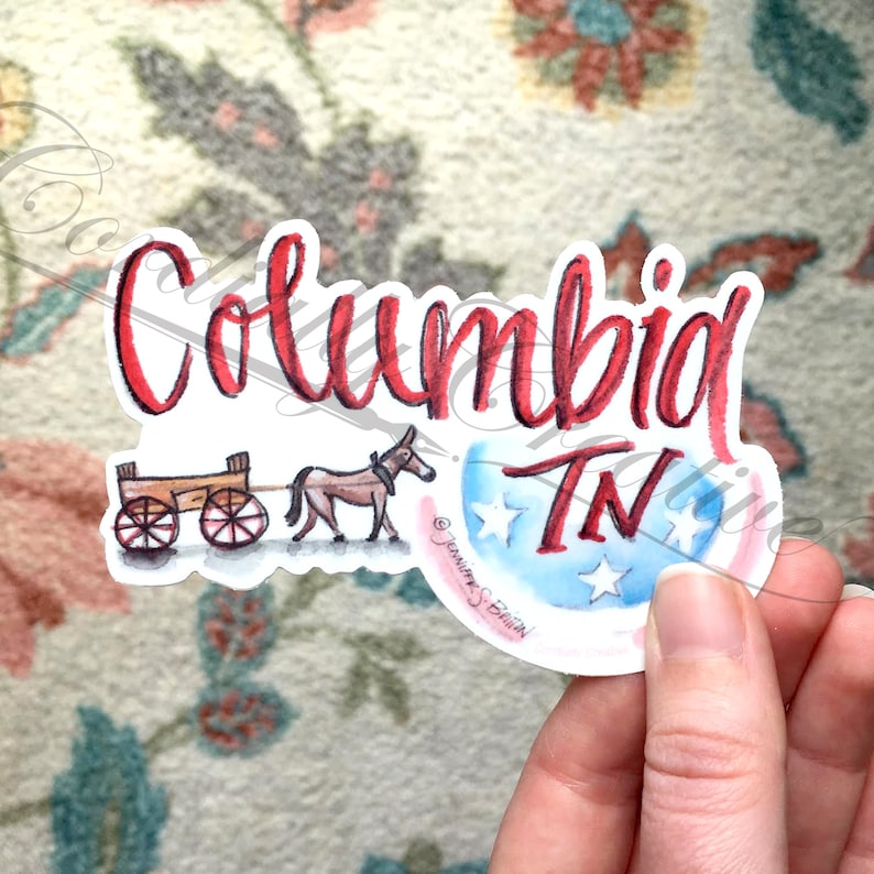 Columbia TN Sticker With Mule and Buggy and Tennessee - Etsy