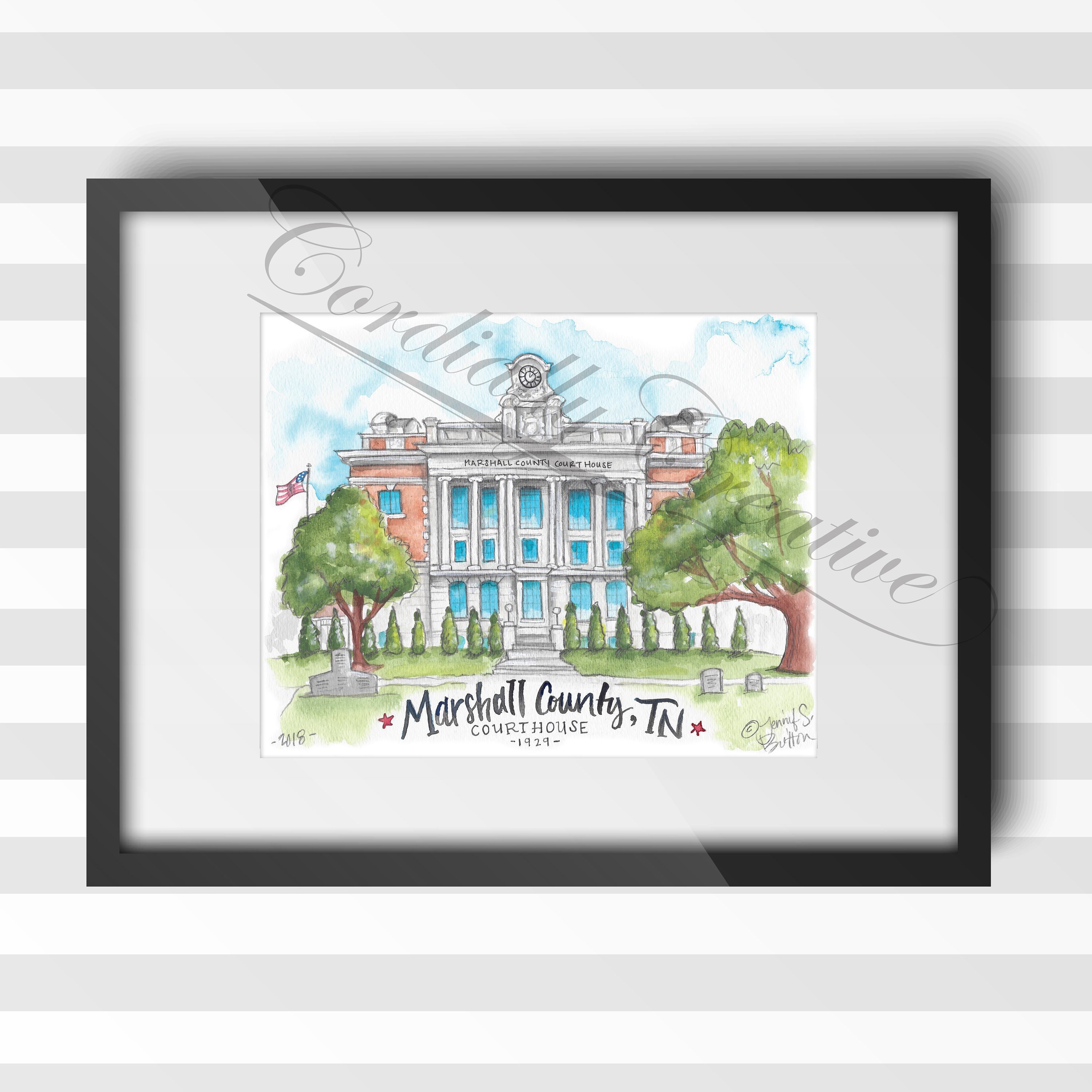 Marshall County Courthouse Watercolor Illustration Print 8x10 - Etsy