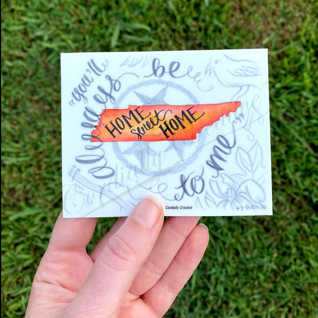 Home Sweet Home TN Sticker With Tennessee Elements Like Iris, Mocking ...