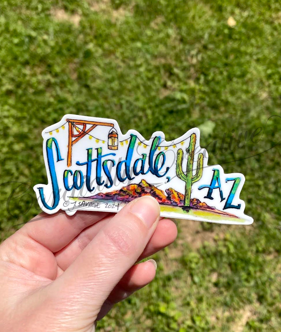 Scottsdale AZ Sticker, Hand Painted Watercolor Vinyl Sticker That is ...