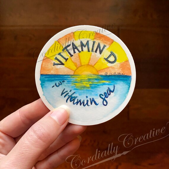 Vitamin D and Vitamin Sea sticker featuring my watercolor | Etsy