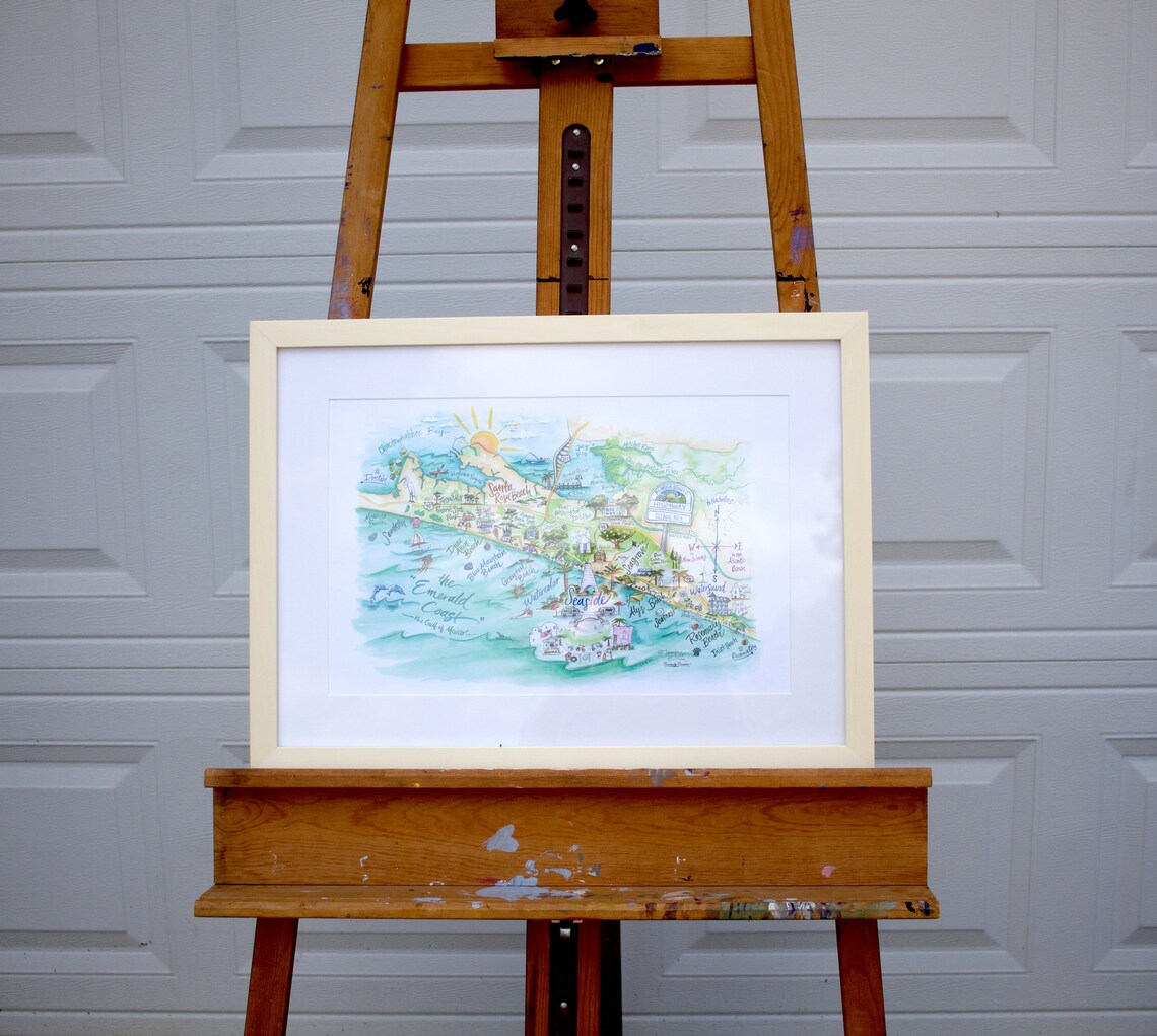 30a Map Illustration Poster Print 11x17 Inches, Digitally Printed on ...