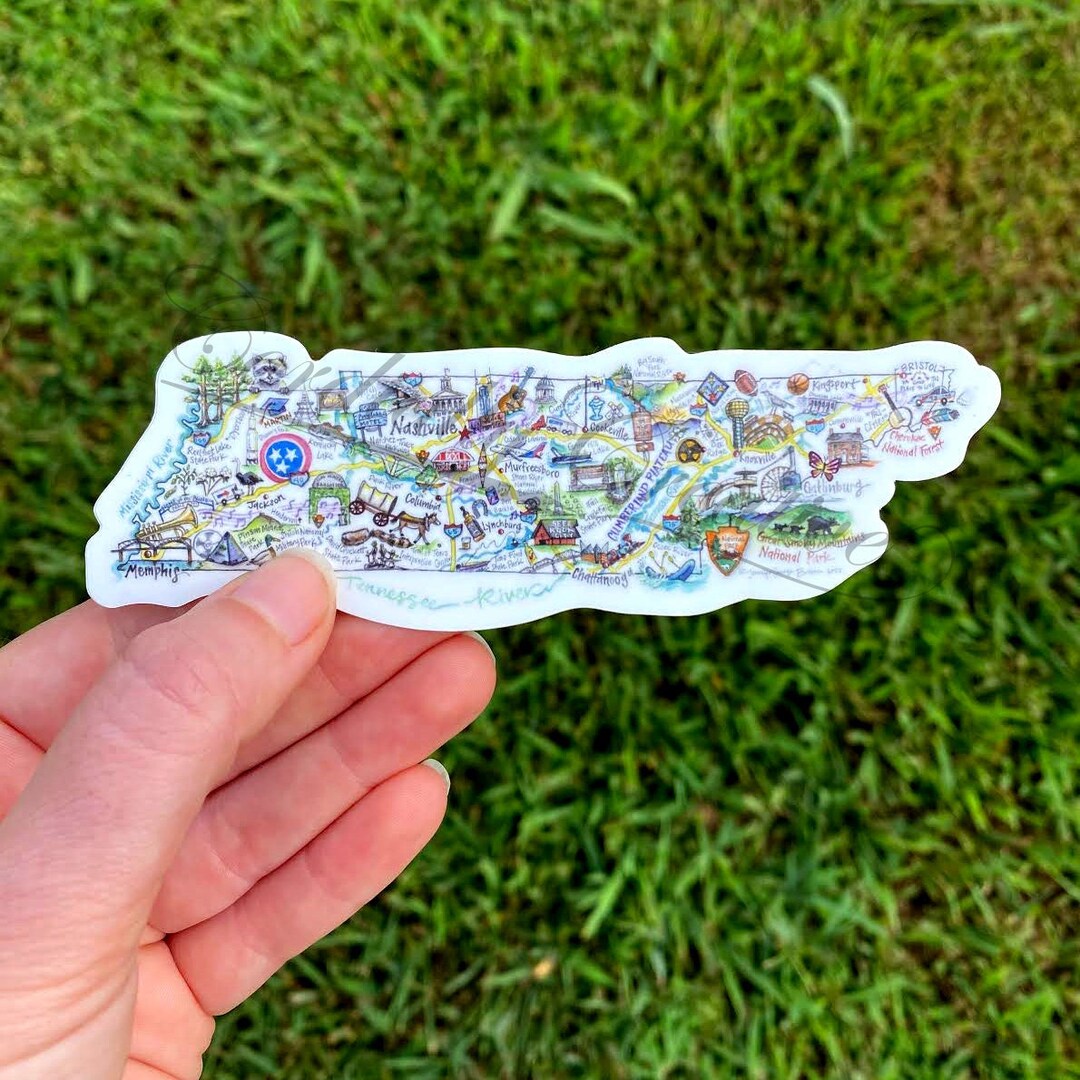 Tennessee Sticker Featuring My Watercolor TN Map Illustration - Die Cut ...