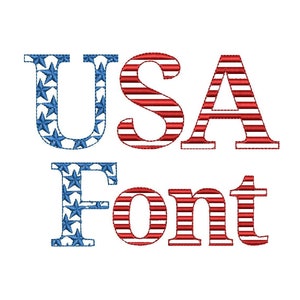 Stars and Stripes Block Patriotic Font 2 Types Machine Embroidery ...