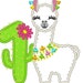 Number 1 First Birthday Llama Alpaca With Cactus Number Applique Design ...