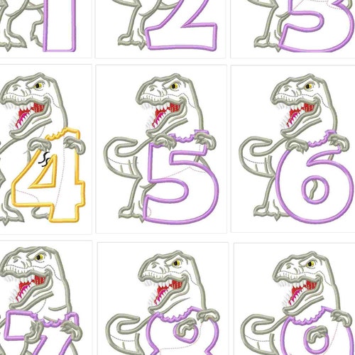 T-rex Dinosaur Birthday Number Three 3 Machine Embroidery - Etsy