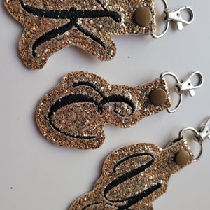 Key Fob Snap Tab Monogram Script Initial Letters From A up to Z in the ...