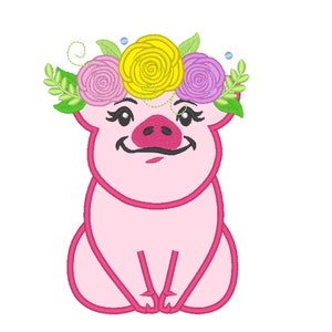 Piggie, Pig Roses Floral Crown, Awesome Pig Heifer, Farm Girl Pig ...