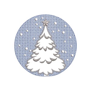 Embossed Terry Towel Christmas Tree Circle Design Machine Embroidery ...