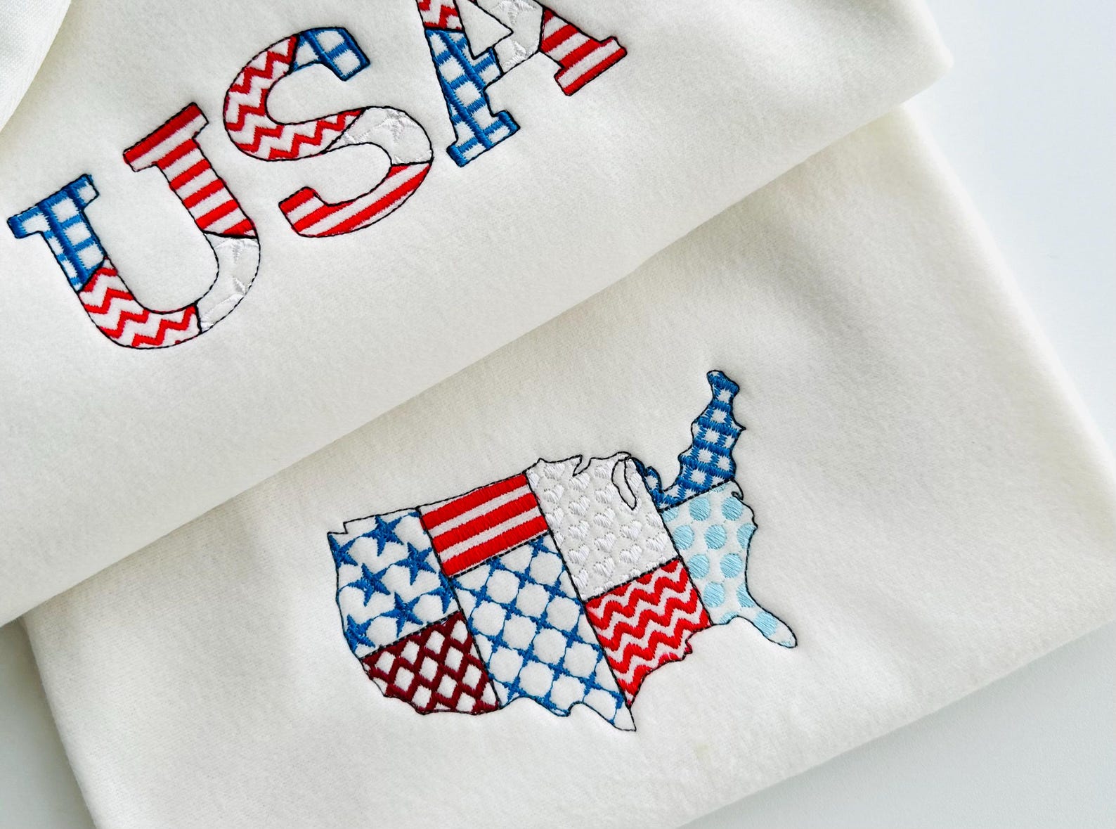 Patchwork USA States US Map Silhouette Outline Patterned Machine ...