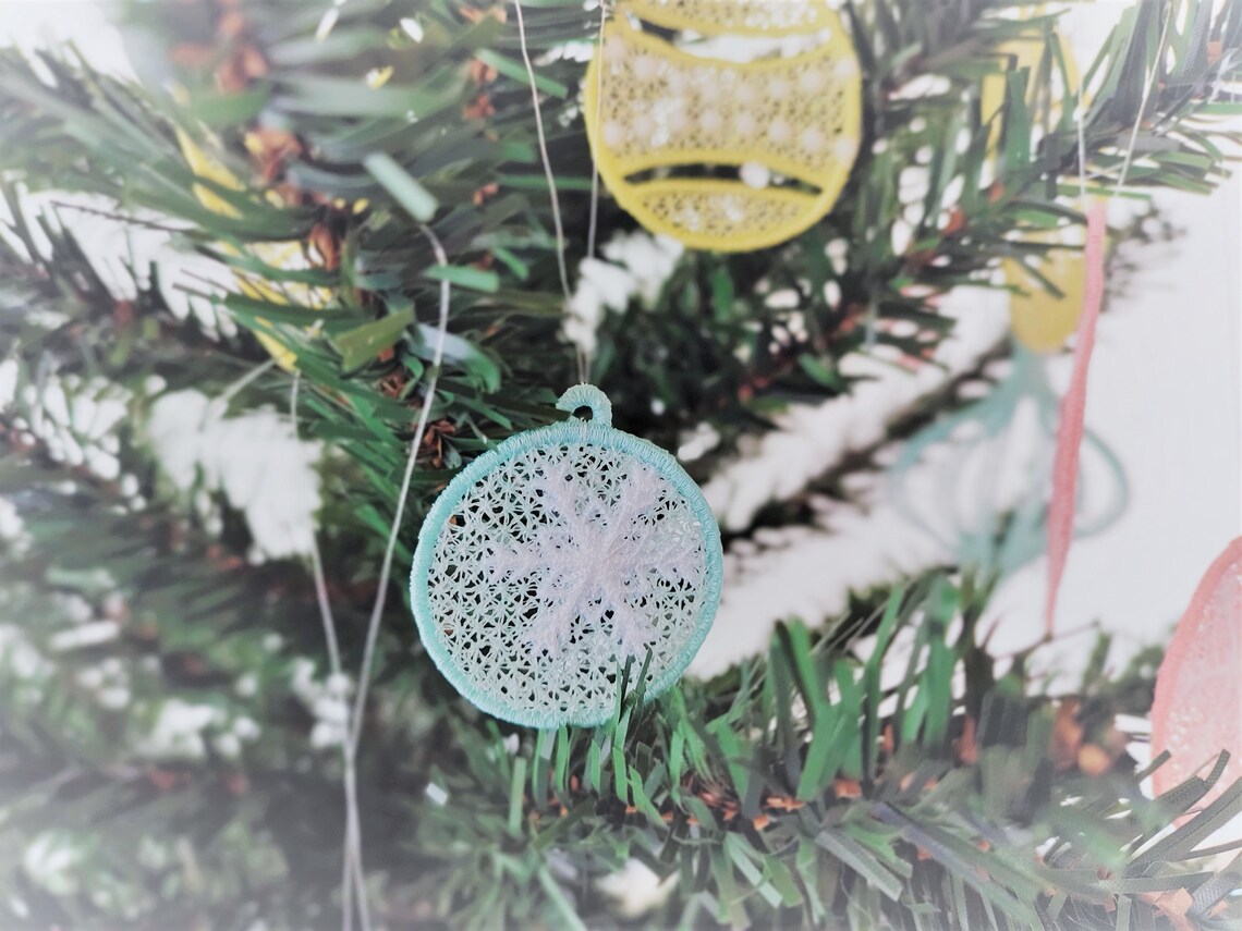 Christmas Tree Ornaments FSL Free Standing Lace SET of 5 Lace ...