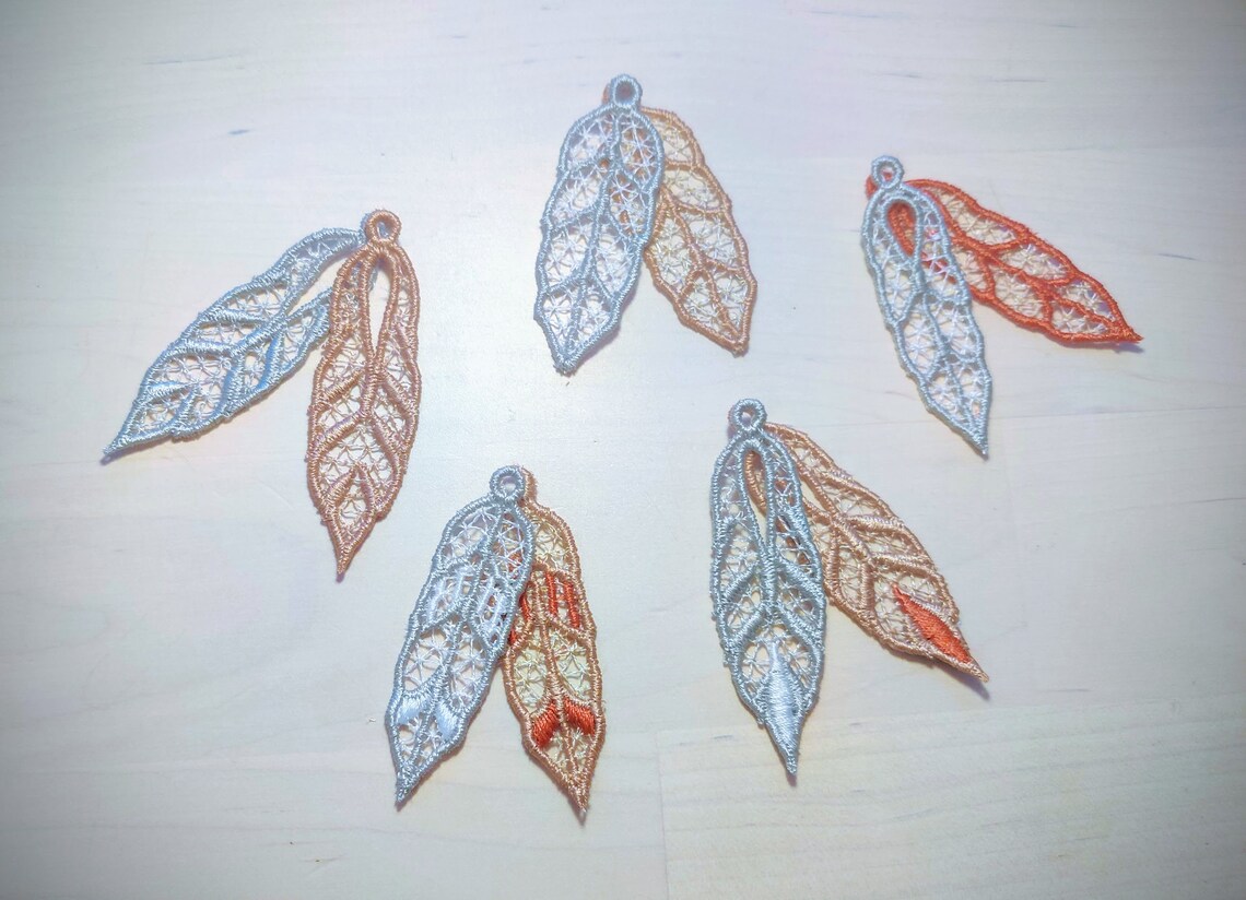 FSL Lace Feathers 5 Types Feather Embroidery Design Assorted Sizes Lace ...